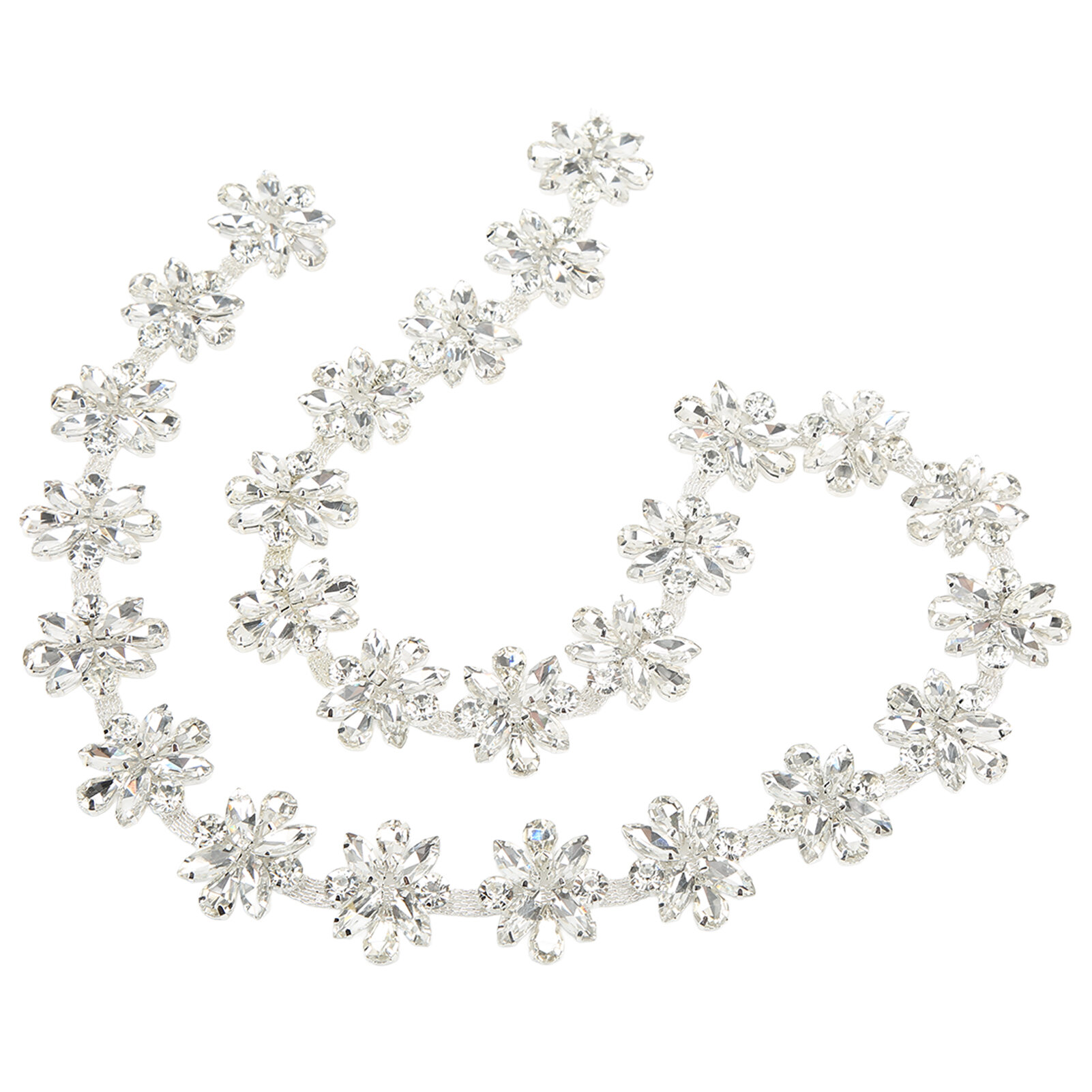 Цепочка со стразами, 1 ярд, ширина 3,5 см, цвет, цветочный тип, глянцевая изысканная аппликация со стразами для свадебной вечеринки, белый