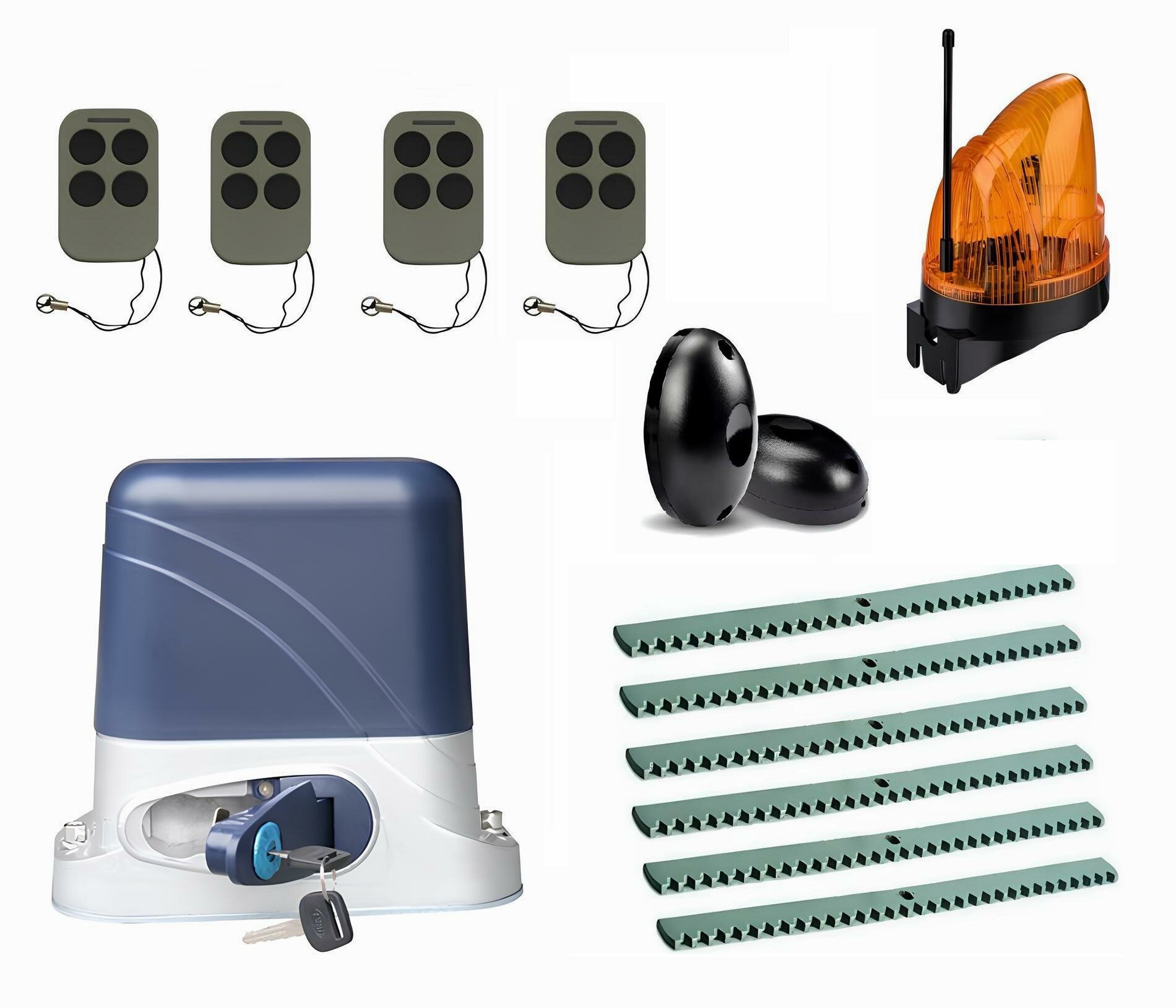 Автоматика для откатных ворот KSL-800 FULL-1K6-Т4, комплект: привод, 4 пульта, фотоэлементы, лампа, 6 реек