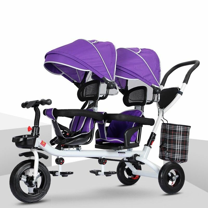Коляска прогулочная W Ozonid, трехколесная, для двойни, всесезон, цвет фиолетовый