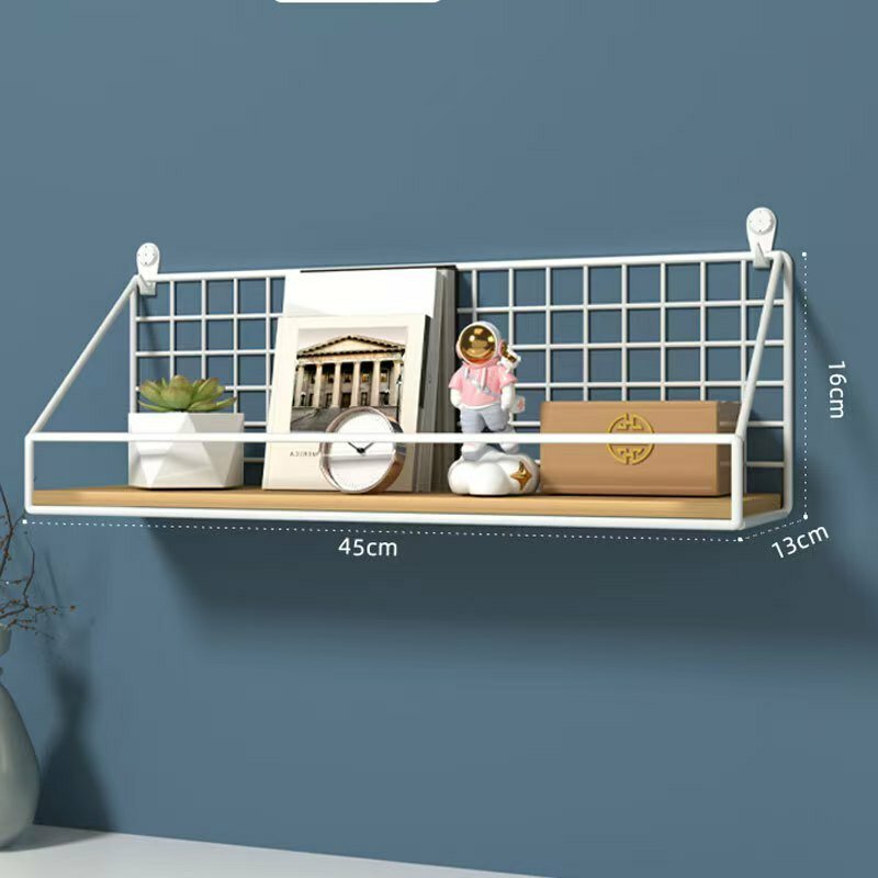 Полка настенная навесная, Стеллаж для хранения вещей, без сверления, 1 шт, черные,45*13*16 cm