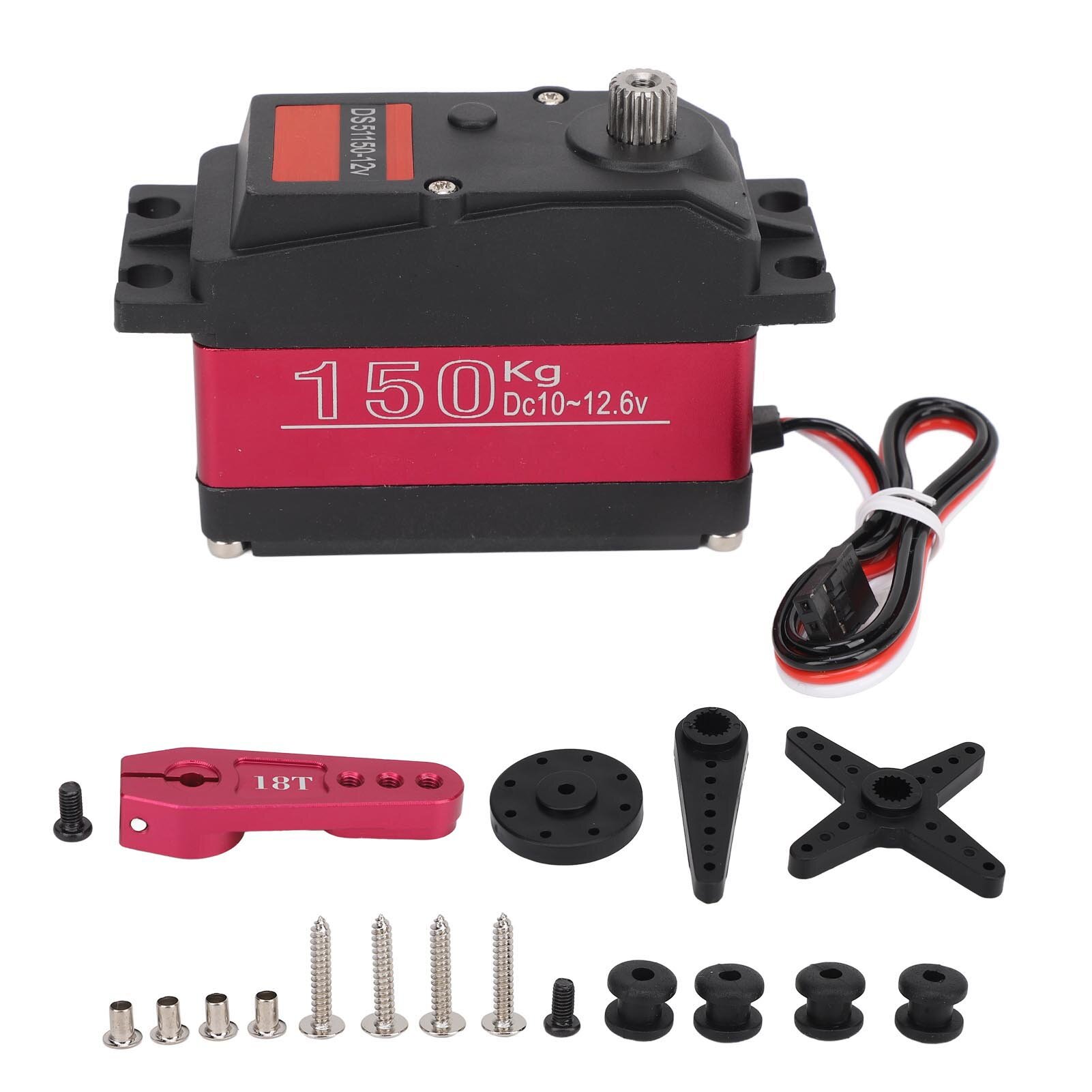 Цифровой сервопривод DS51150 весом 150 кг, водонепроницаемый, IP66, с цельнометаллическим редуктором и 18-зубчатым алюминиевым рычагом для радиоуправляемых автомобилей масштаба 1/5.