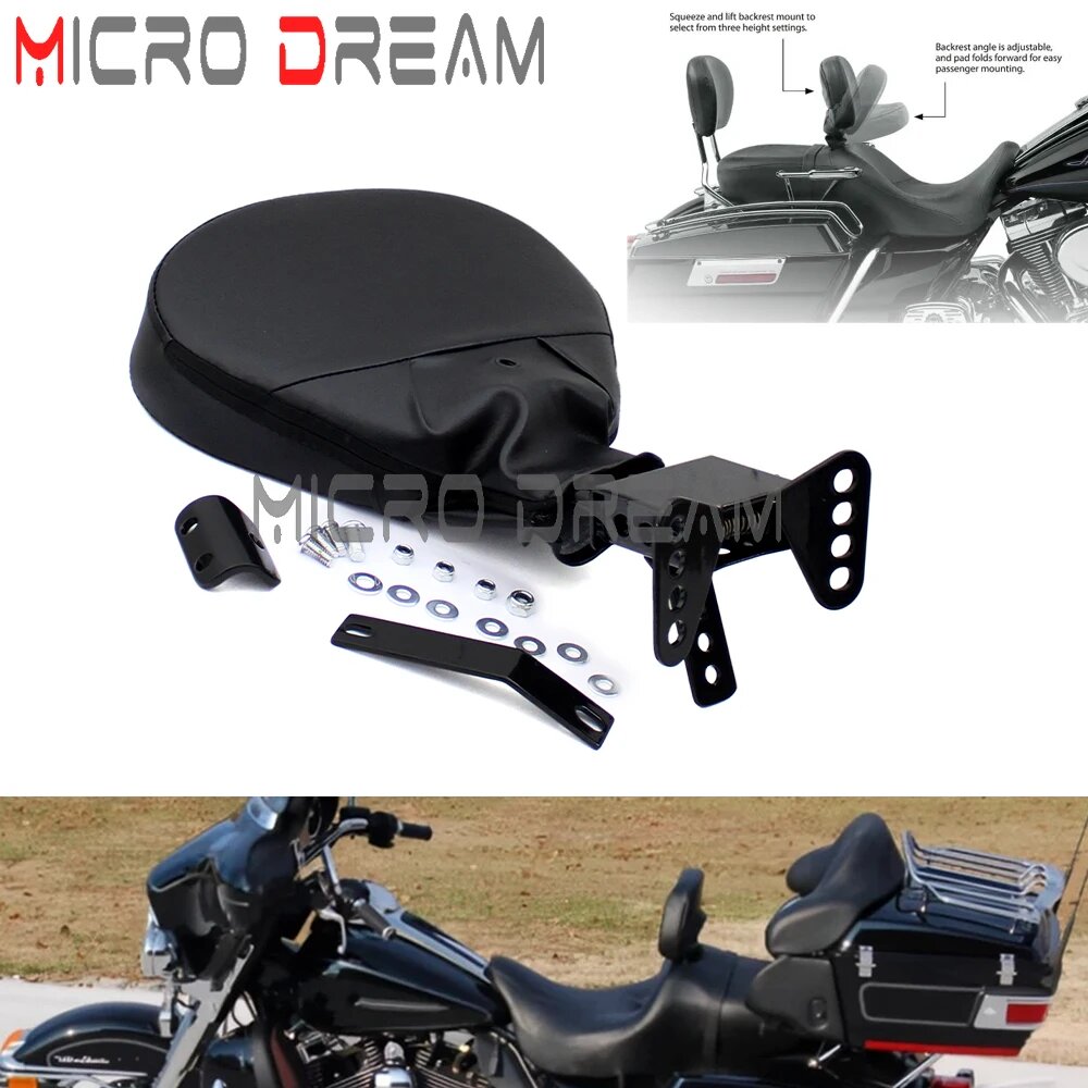 Регулируемая простроченная спинка для мотоциклов, Задняя подкладка для мотоциклистов Harley Touring Road King Street Electra Glide FLTR 2009-2018