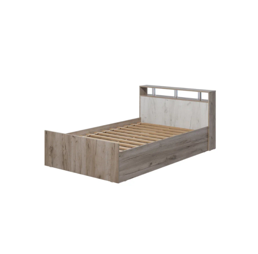 Кровать двуспальная 1200 FANT Ольга 17 без основания Дуб крафт серый-Дуб крафт белый