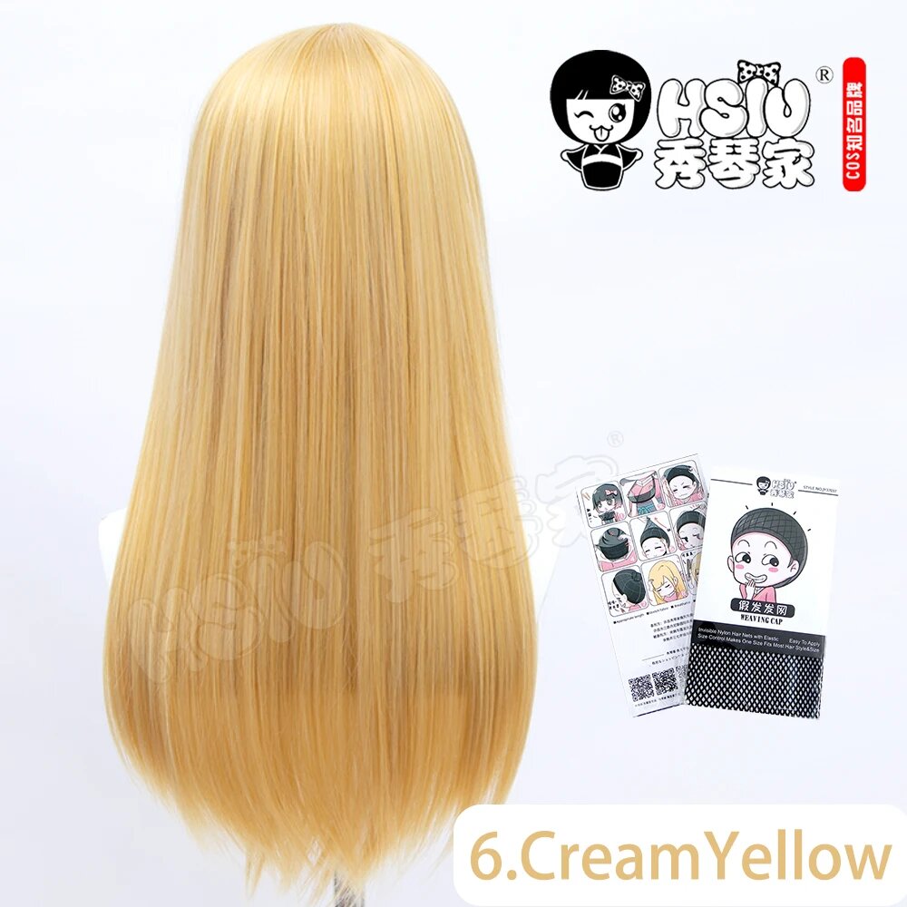 Синтетический парик HSIU 60 см, цвет 6. CreamYellow