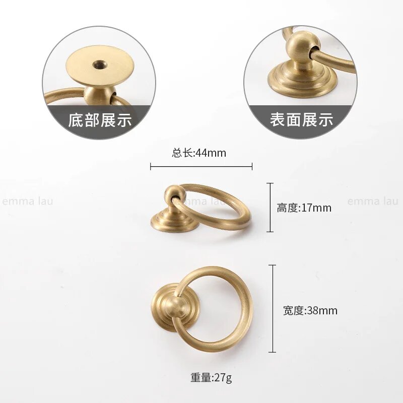 Латунная кольцевая ручка, золотая бронза ring copper-S