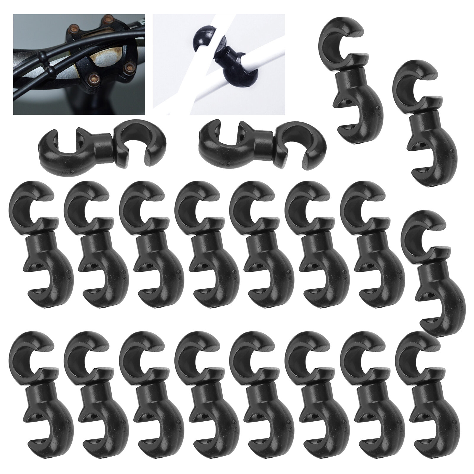 20 шт, зажим для тормозного троса, фиксирующее кольцо для трубок, черный направляющий выступ для MTB велосипеда