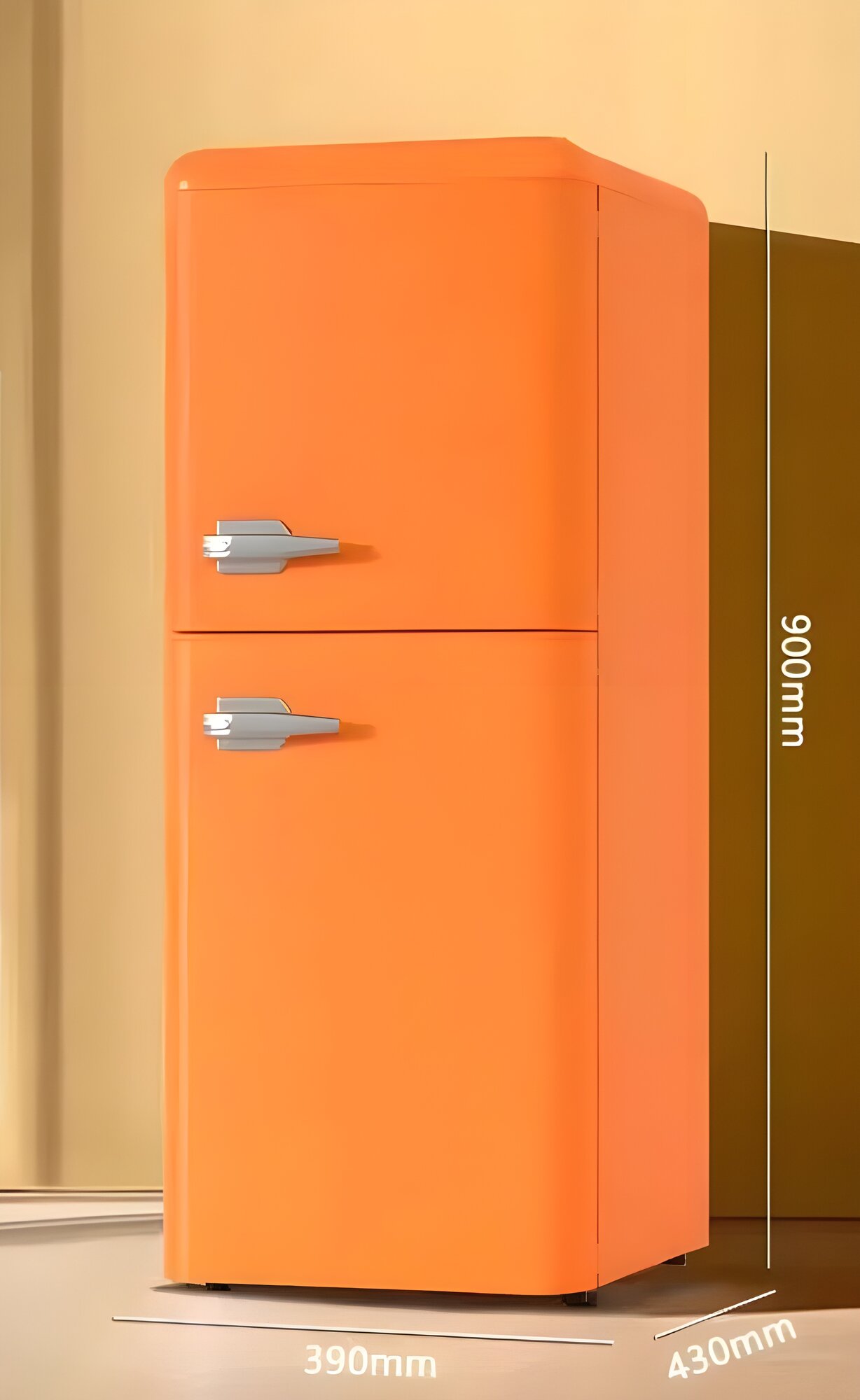 Ретро-холодильник Chigo BCD-72P138 оранжевого цвета, 390х430х900 мм