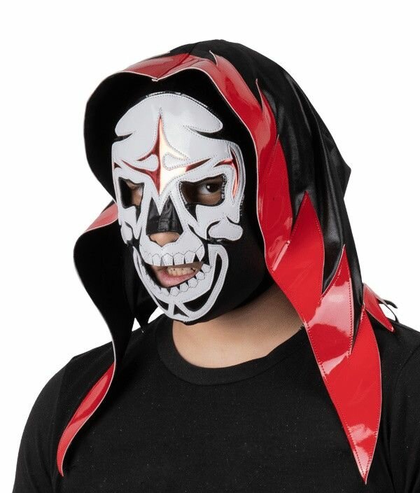 Маска "Череп в капюшоне" Ghoulish Productions, полиэстер, текстиль, размер 56-60, цвет черный, красный