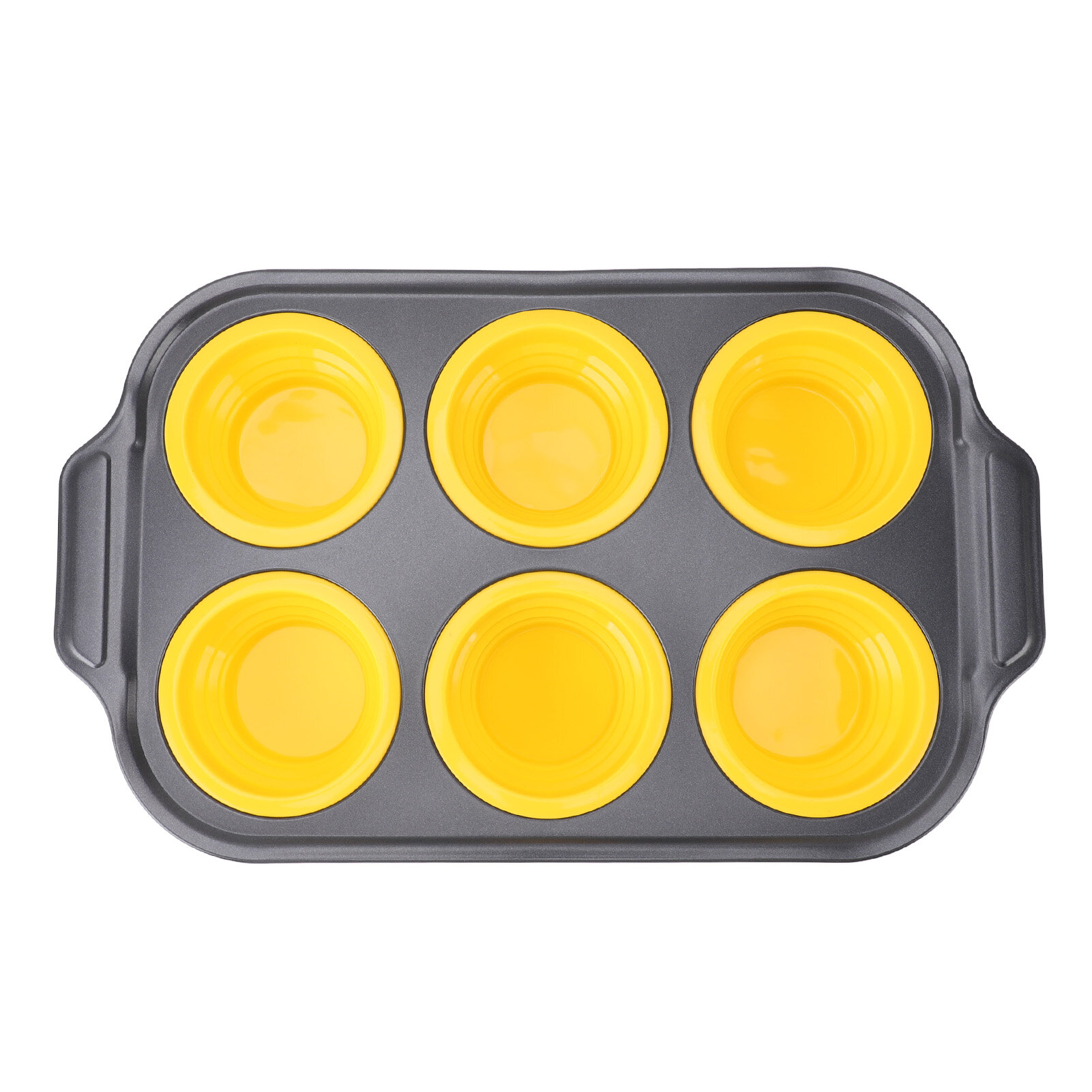 Создатель тортов лоток складной пресс тип легкий выпуск силиконовый швы 6 кексов для выпечки для домашней кухни желтый