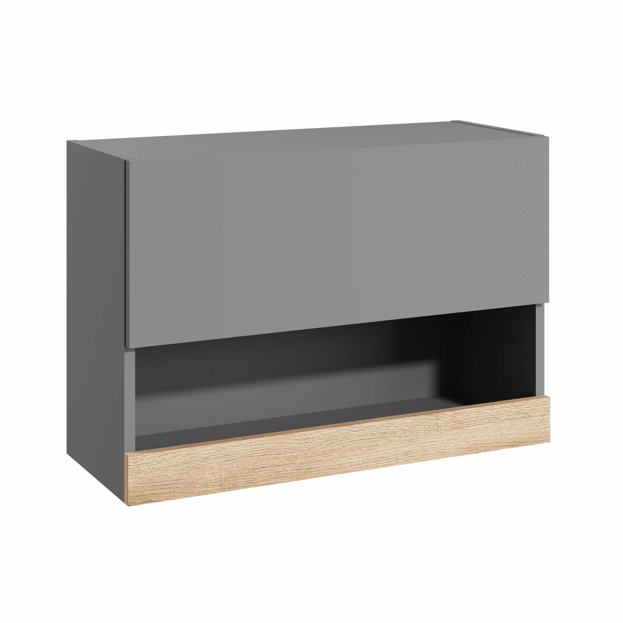 Полка навесная с дверкой йорк/Серый шифер/Дуб Делано/МК (Атмосфера)