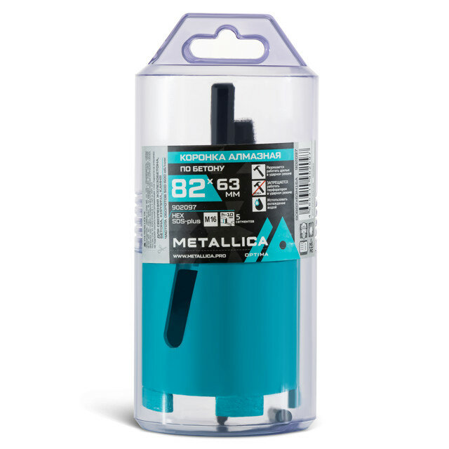 METALLICA Optima алмазная коронка по бетону 82x63мм для бурения и резки бетона