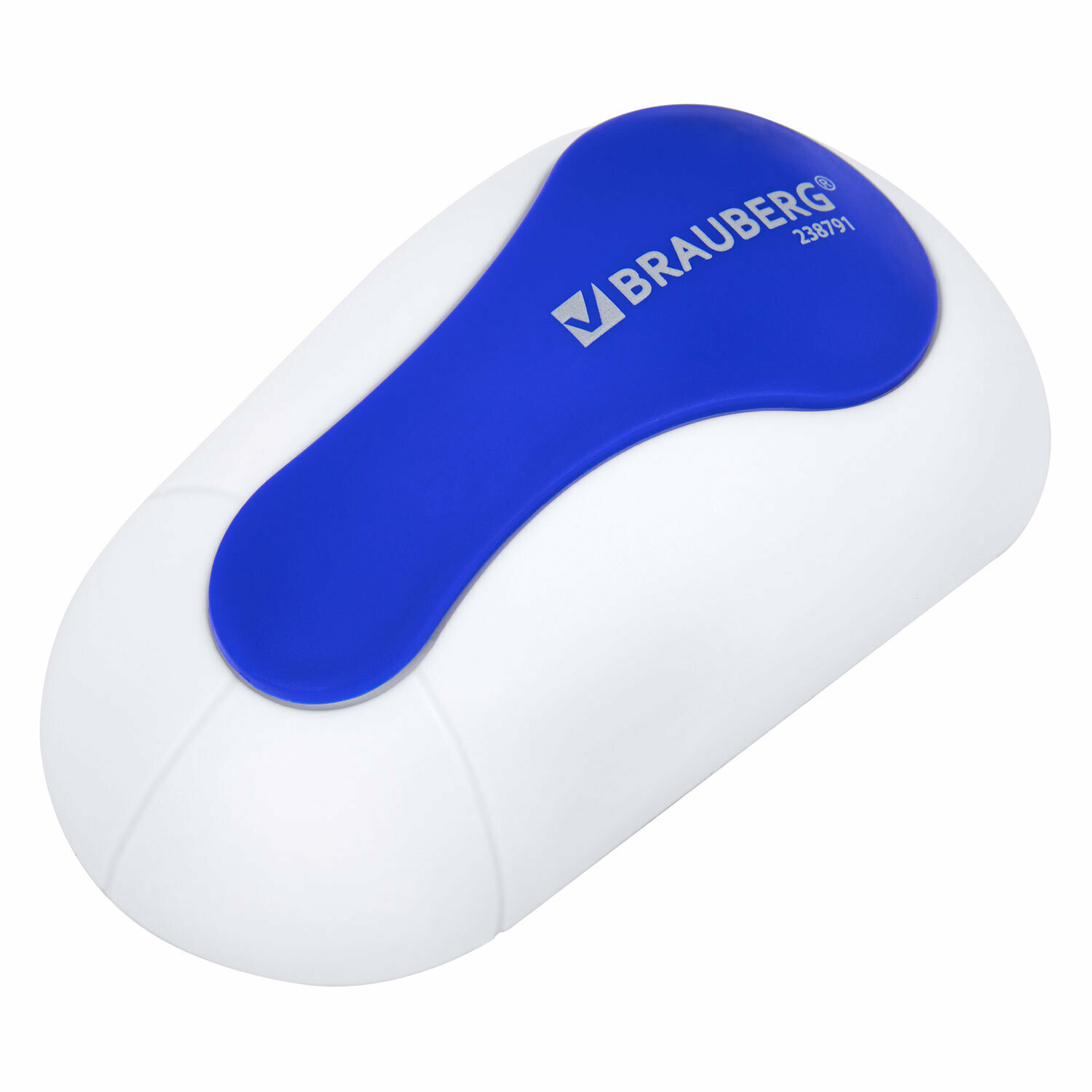 Стиратель для магнитно-маркерной доски Brauberg "Jet", магнитный бело-синий, 65х145 мм