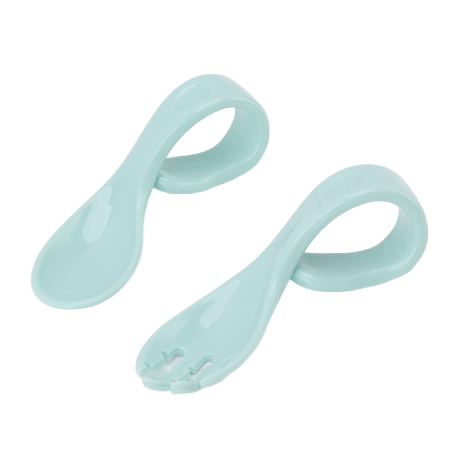 Детская тренировочная вилка-ложка из пищевого полипропилена с короткой ручкой, синяя, для самостоятельного кормления, для дома и путешествий.