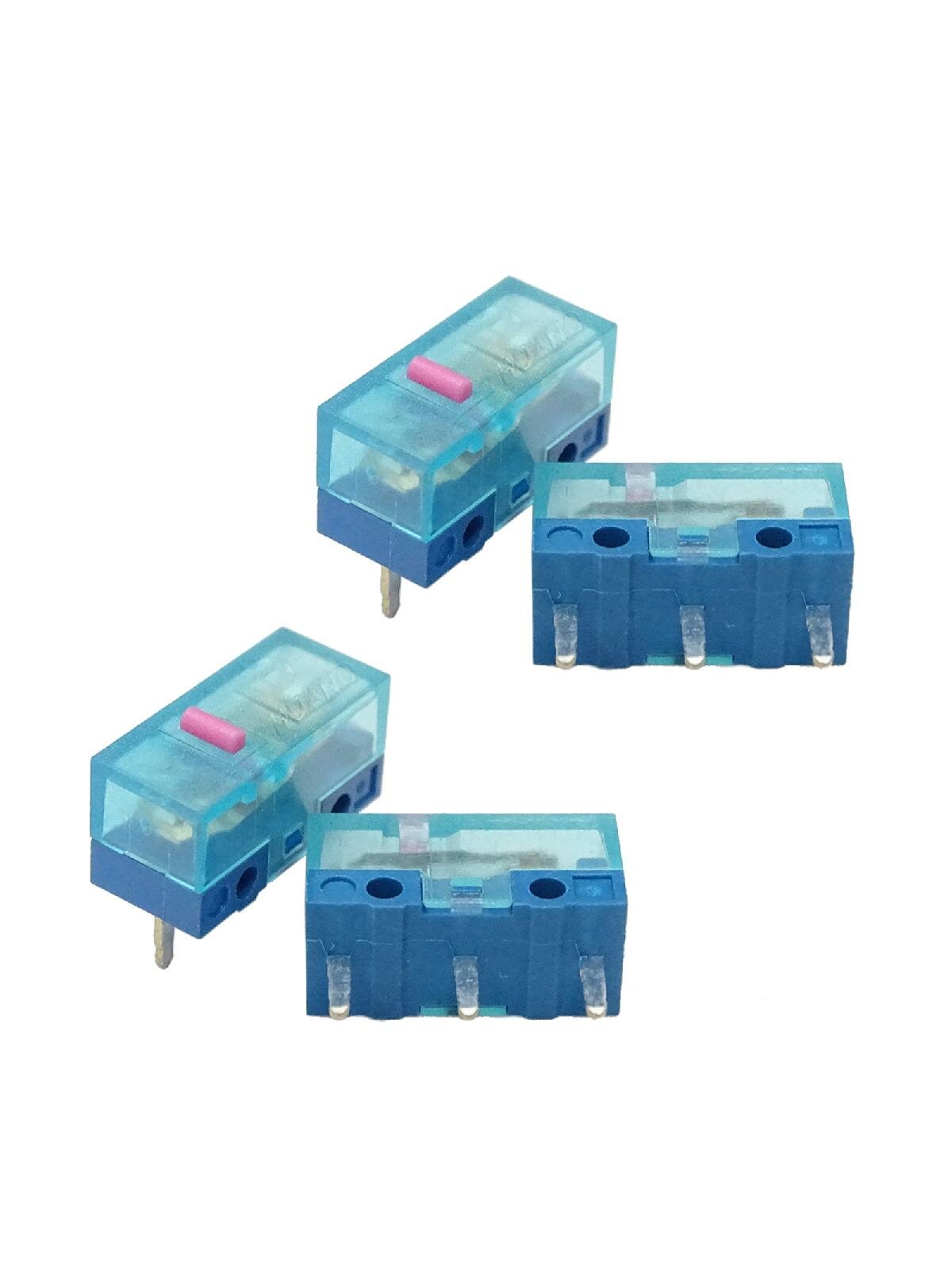 4Pcs New HUANO Blue Transparent Shell Mouse Micro Switch Button Pink Red Yellow Blue Green Dot Button Switch 3Pin 0.74N
