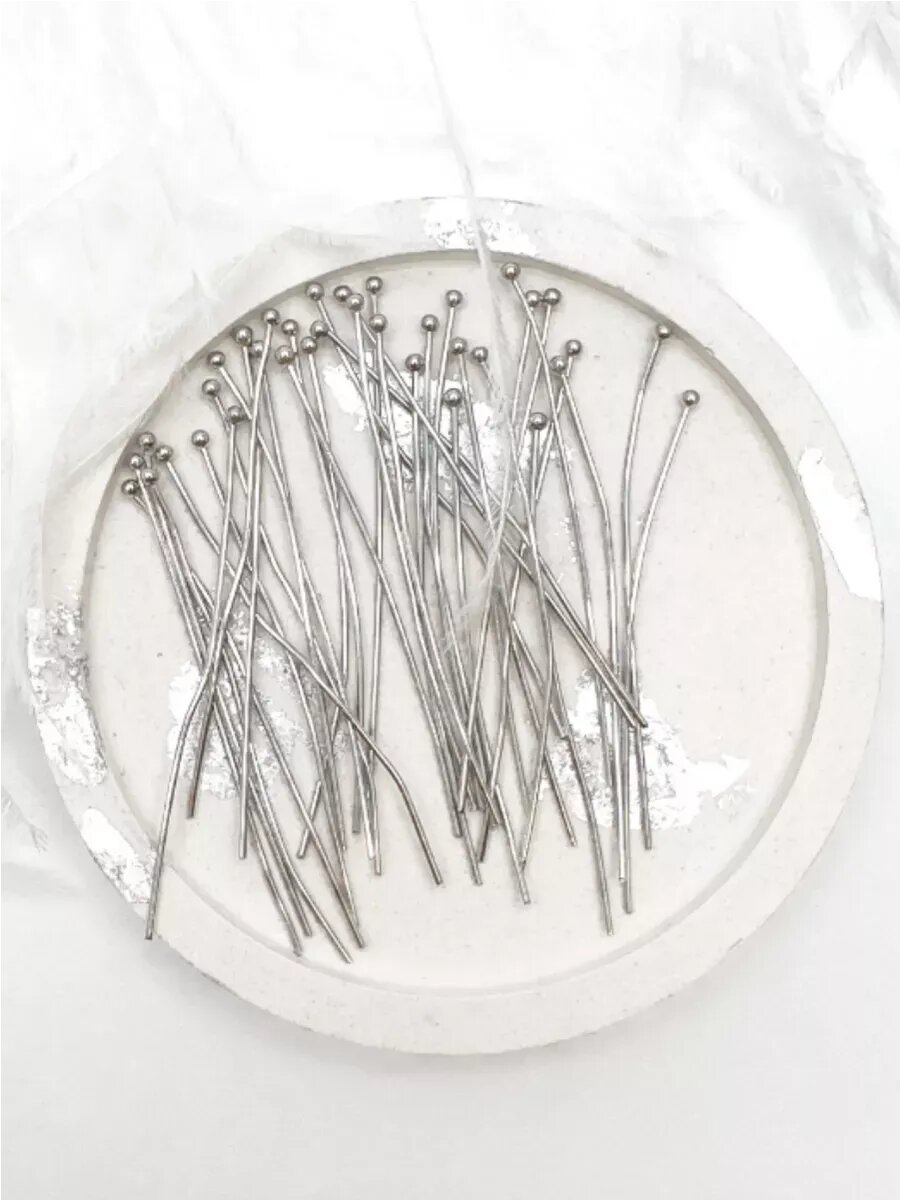 8331/20 Штифты с бусинкой seребро для творчества 150 штук A+