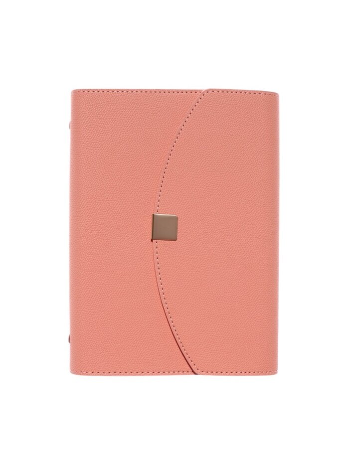 Органайзер на кольцах A5, с клапаном, 80 листов, в линейку, искусственная кожа, розовый