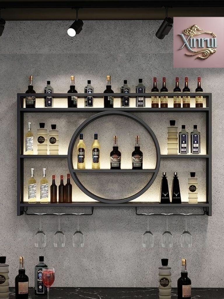 Настенный винный шкаф, металлический, черный