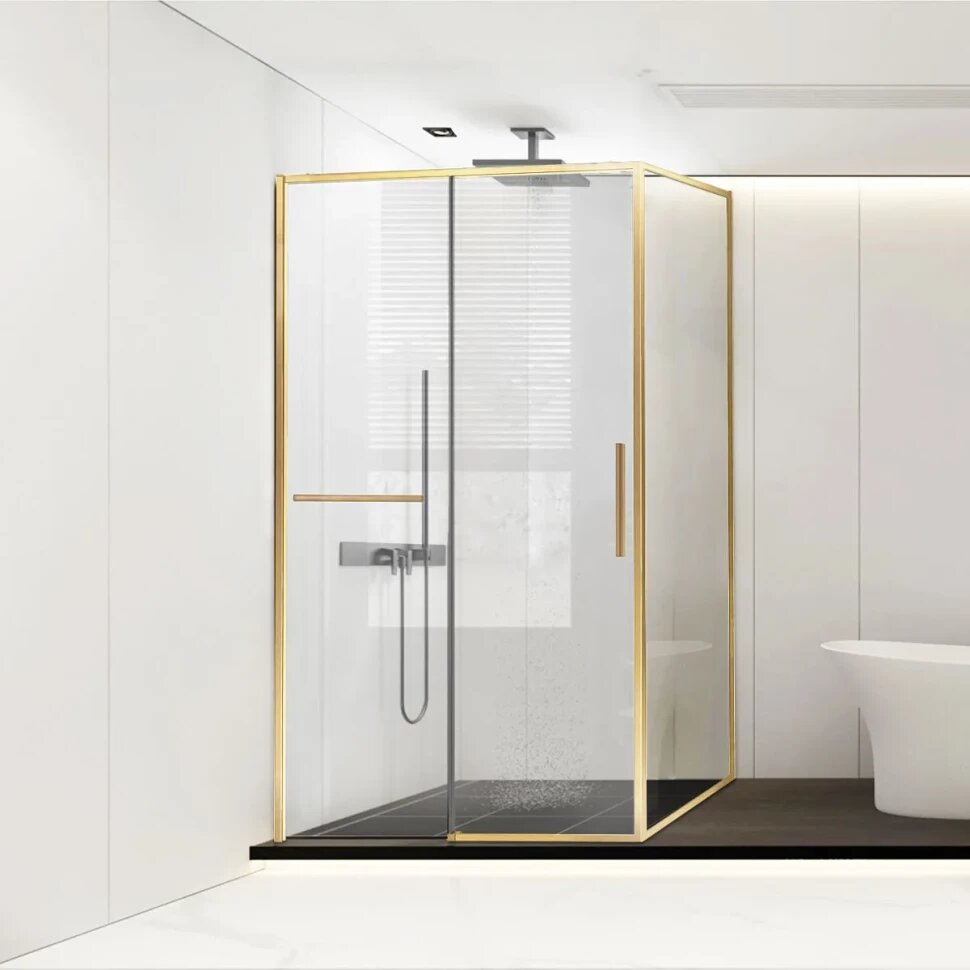 Душевой уголок Vincea Slim Soft VSR-1SS9013CLG 130x90 см, профиль золотой матовый, стекло прозрачное
