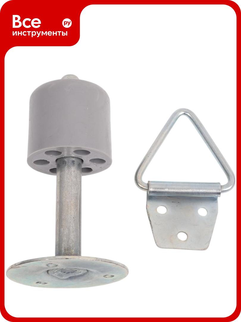 Дверной ограничитель с фиксатором Левша напольный, 100 мм У4-9561. Сер, 100 мм