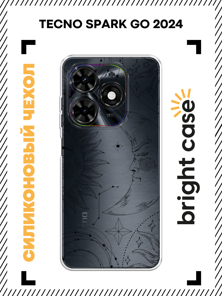 Чехол на Tecno Spark Go 2024/Spark 20C / Текно Спарк Го 2024/Спарк 20C с принтом Астральные лики, прозрачный