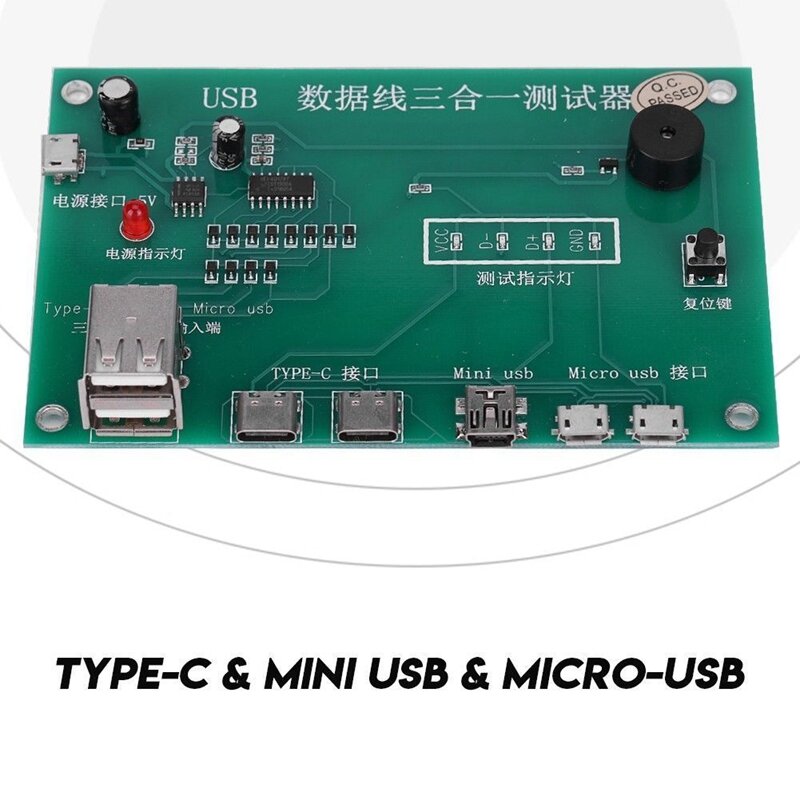 Тип C Mini USB Micro USB 3 в 1 USB-кабель для тестирования проводов передачи данных Точный триадный тестер
