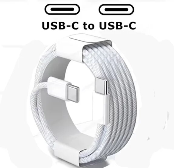 Кабель USB-C На Type-C Для Быстрой Зарядки PD 60W 6A Для Apple iPhone 15/16 Pro MAX, Xiaomi 2m