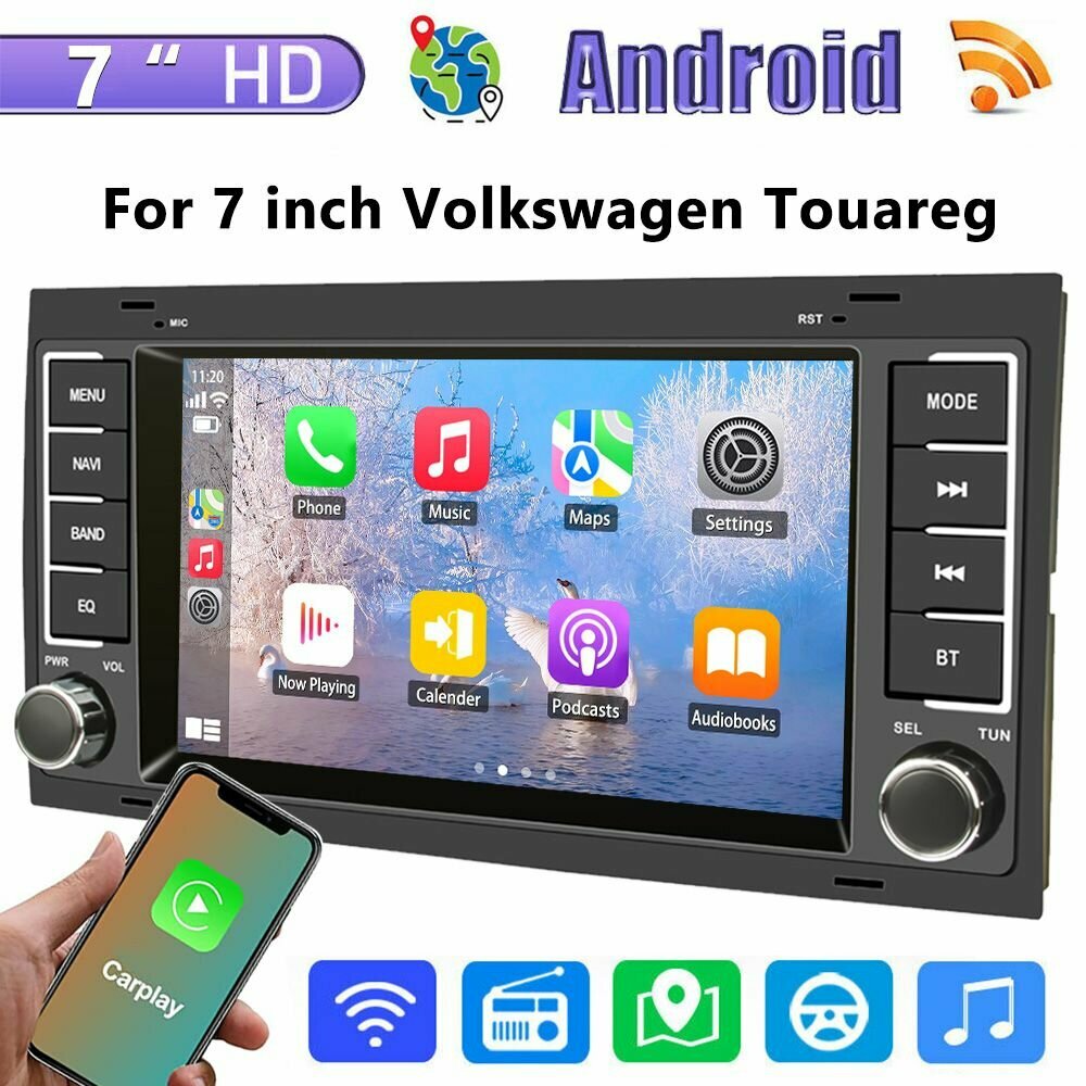 Автомагнитола 2Din для Фольксваген Туарег/ Volkswagen Touareg Андроид Carplay Android Auto навигатор Wi-Fi сенсорный экран 7 дюймов IPS