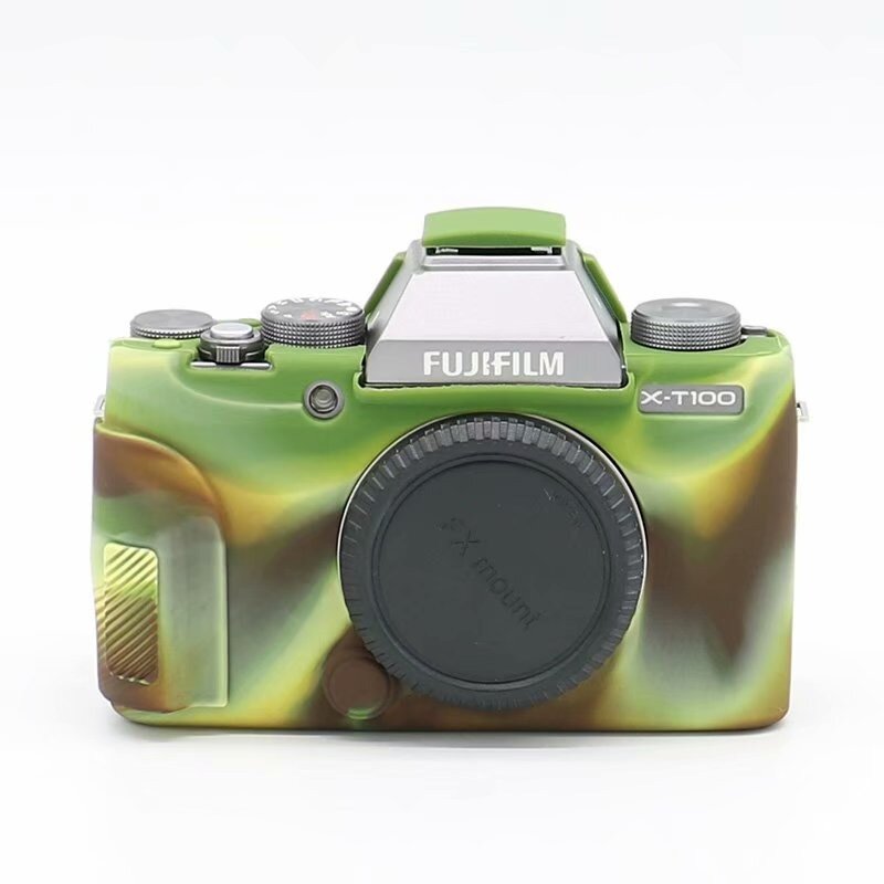 Защитный силиконовый чехол MyPads Antiurto для фотоаппарата Fujifilm X-T100/ XT100 из мягкого качественного силикона хаки