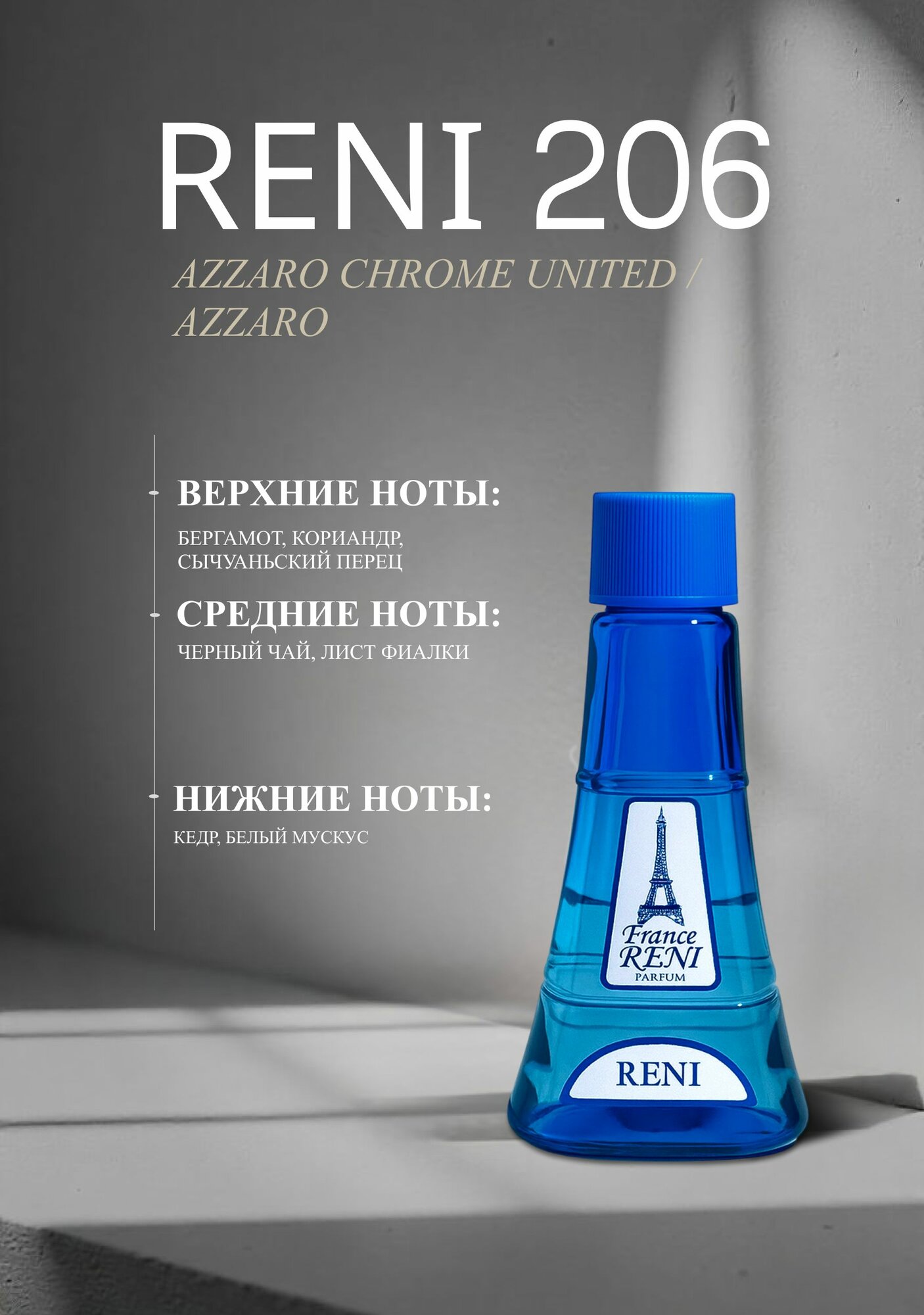 RENI 206 наливная парфюмерия древесно-пряно-фужерный аромат мужской 100 мл — фото 1