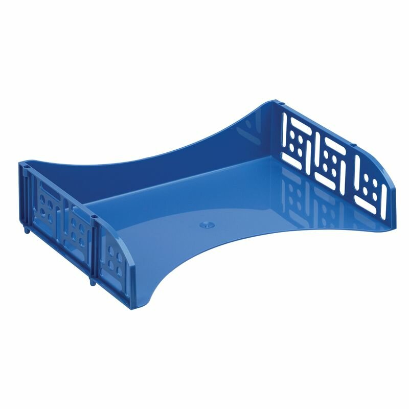 4 шт. Лоток для бумаг горизонтальный СТАММ "Field", широкая загрузка, сине-голубой