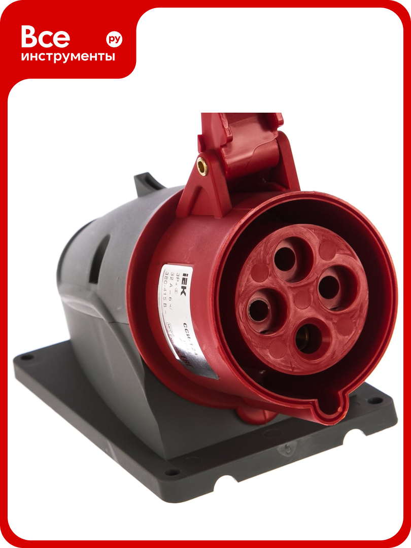 Стационарная розетка IEK MAGNUM ССИ-124 32А 3Р+РЕ 38 IP44 PSN12-032-4 самозатухающий пластик, наружная установка