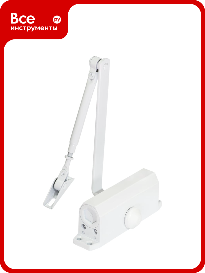 Дверной доводчик VETTORE C-80 W белый с регулировкой скорости закрывания, верхний, морозостойкость