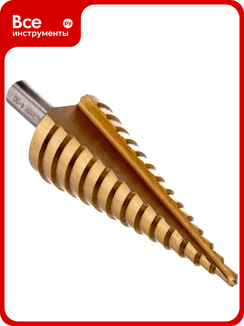 Сверло по металлу ступенчатое (4-30 мм; 14 ступеней; TiN) SKRAB 30162, 4 мм, пластиковая