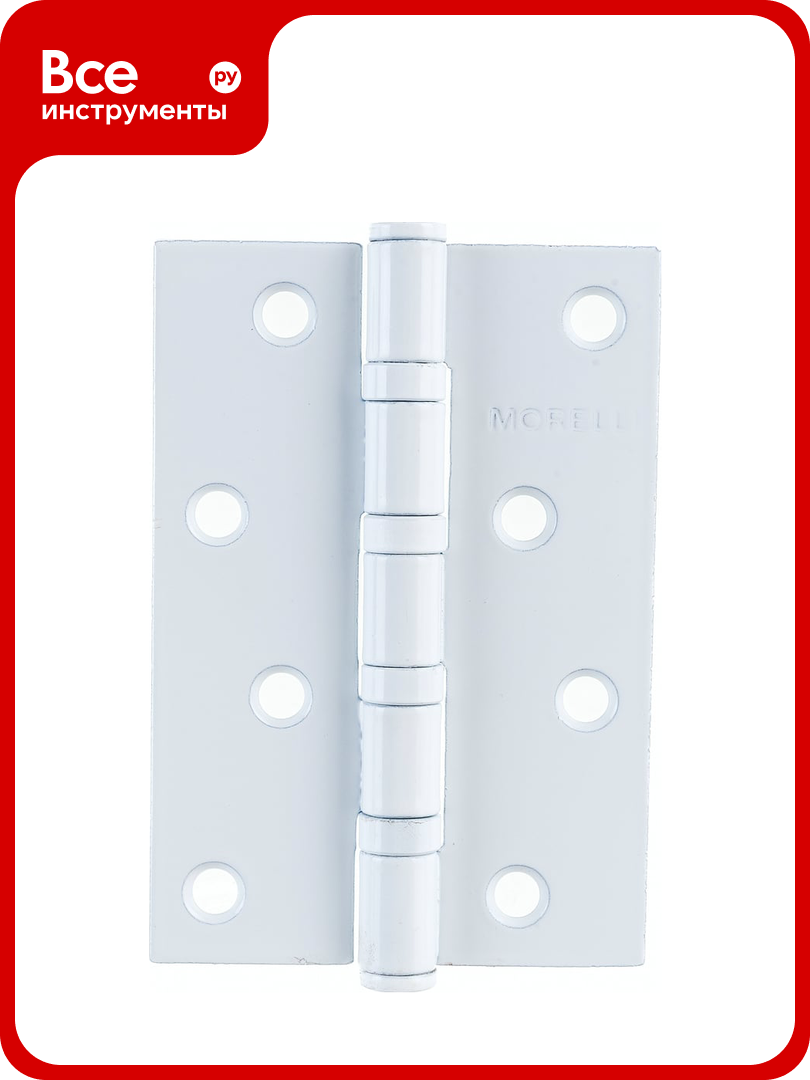 Петля MORELLI MS 100X70X2.5-4BB W стальная белый, врезной монтаж, гальваническое покрытие, широкий диапазон открывания