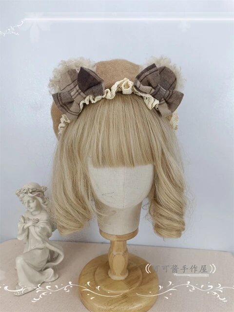 Коричневый берет в стиле преппи с ушками медведя кофейный берет с бантом японская шляпа в Стиле Лолита для девушек