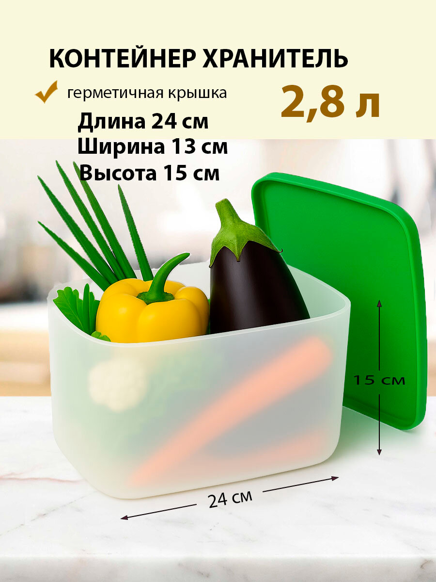 Контейнер Tupperware "Хранитель", герметичный, 2,8л, полипропилен, зеленый