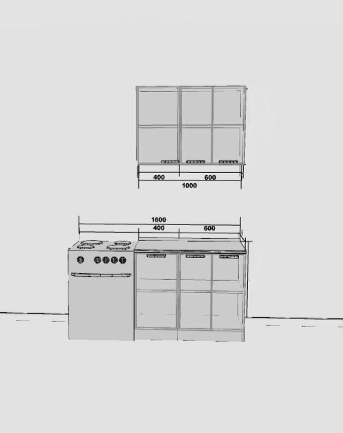 Кухонный гарнитур "Мальва" Без Столешницы ЛДСП, 1,0 м