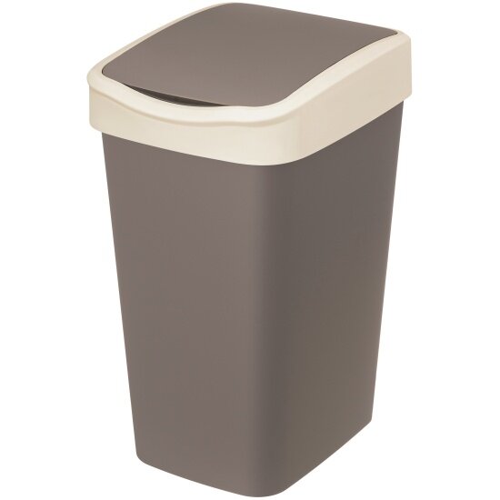 Ведро для мусора EL Casa "Тандем" 10 л, 23,5х19,5х33,7 см, с крышкой, шоколадный/слон. кость (812174)