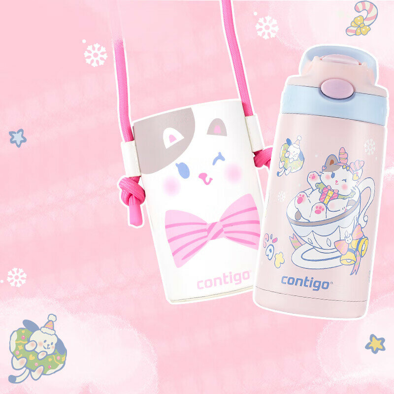 Contigo 3rd Generation Little Inventor Kids Insulated Straw Cup 316L Winter Sweetheart Cat 400ml