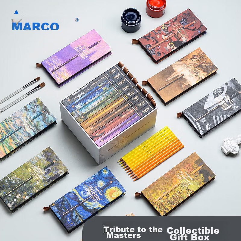 MARCO Master Series 80-Color Oil-Based Collector's Edition Gift Box, Colored Pencils, Professional Art Exam Pencil Set, Birthday Gift for Men And Women, Drawing Kit, New Year's Gift