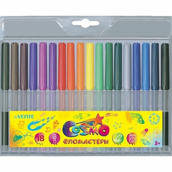 Фломастеры deVENTE 18 цветов "Cosmo" вентилируемый колпачок, блистер (5082310)