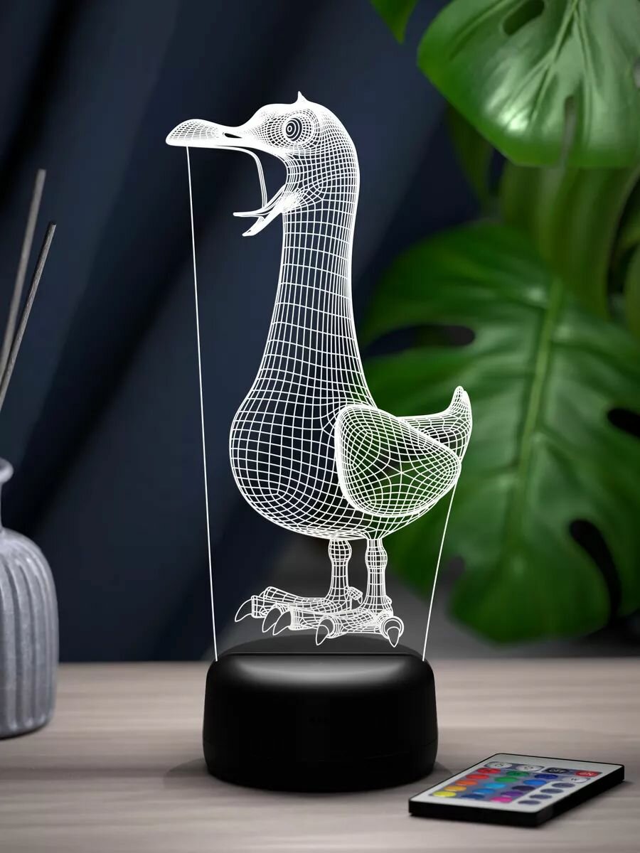 Ночник Amstek "Чайка", акрил, 16 режимов, разноцветный, сенсорный, пульт ДУ