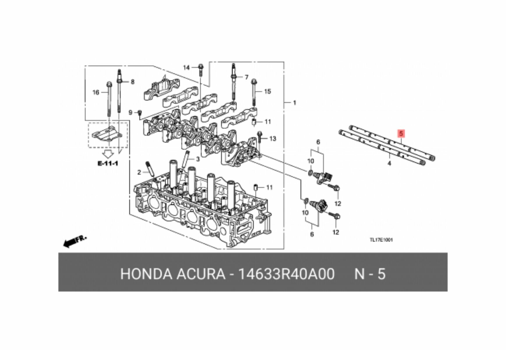 Вал Коромысла Клапана(Honda 14633R40A00)