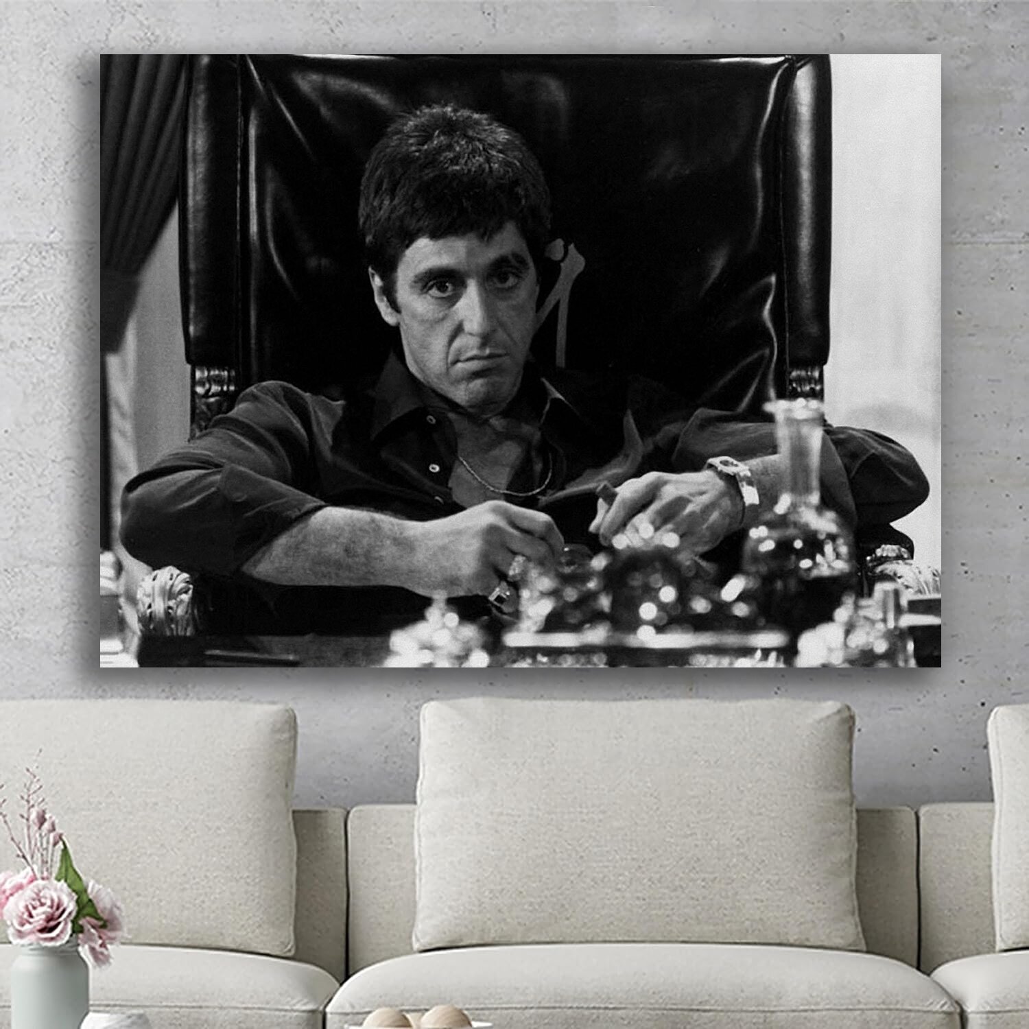 Картина на холсте - "Тони Монтана, лицо со шрамом, гангстеры, мафия", 40х60 см.