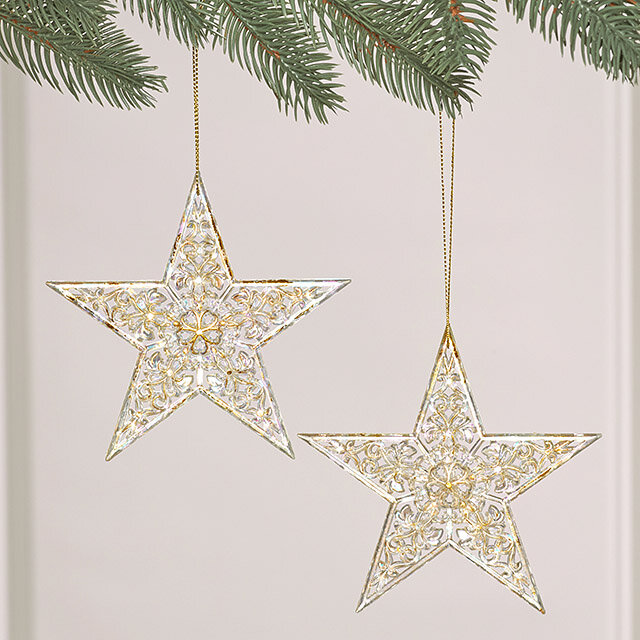 Набор елочных игрушек Звезды Capella 13 см золотые, 2 шт, Winter Deco, 1000418