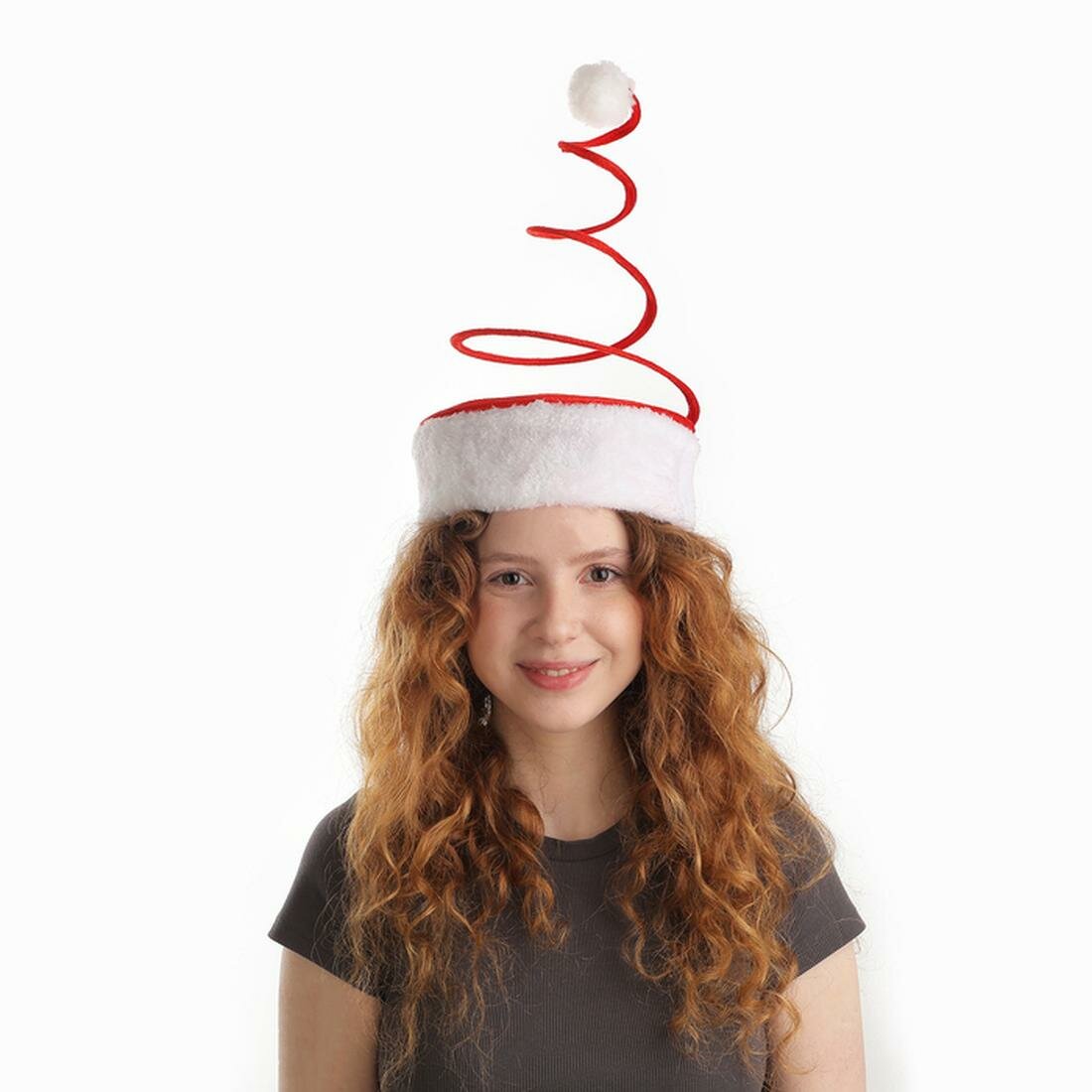 Головной убор ЛАС играс «Новогодняя», текстиль/пластик, белый/красный