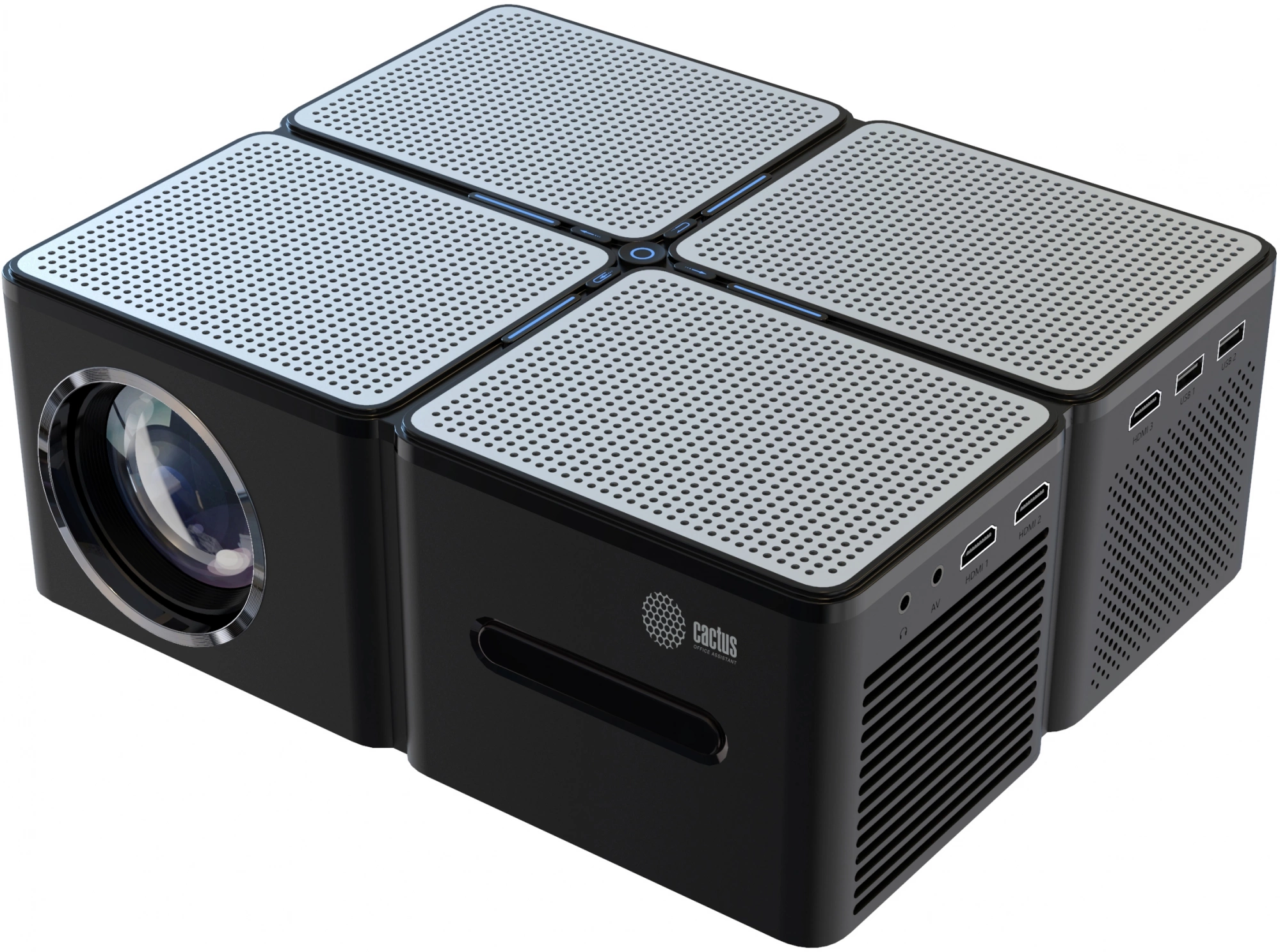 Проектор Cactus CS-PRO.03B. Full HD-A LCD 7200Lm LS 720Lm ANSI, (1920x1080) 2300:1 ресурс лампы:30000часов 2xUSB typeA 3xHDMI 1.73кг