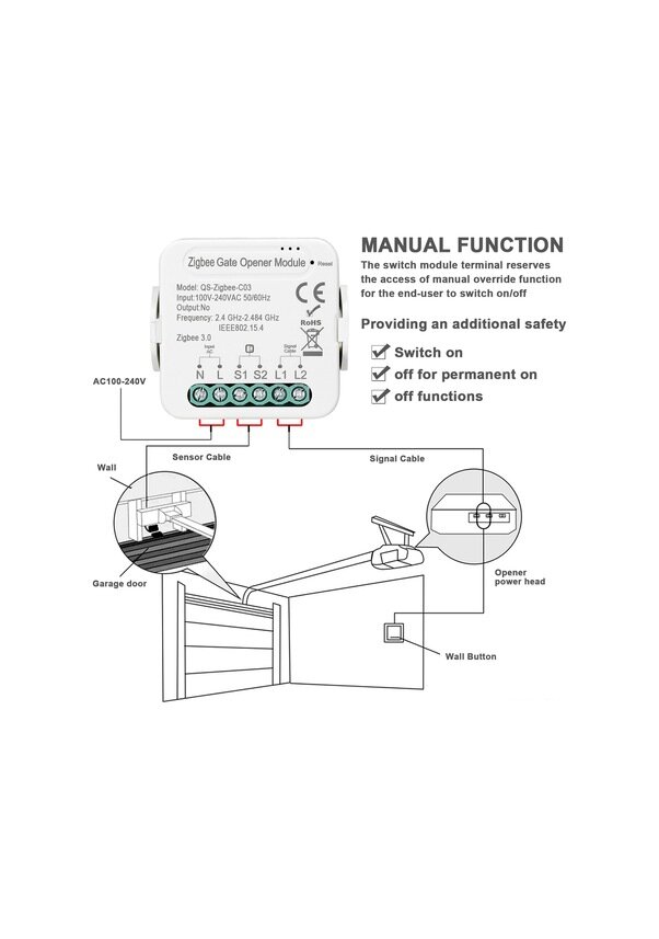 Контроллер для интеллектуальных гаражных ворот Tuya ZigBee, голосовое управление и дистанционное управление