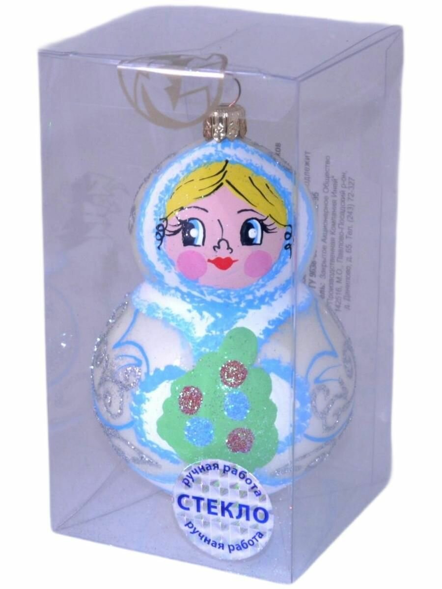Ёлочная игрушка ручной работы "Снегурочка" матрешка, стекло. Новогодние игрушки на елку, елочное украшение, ручная роспись.