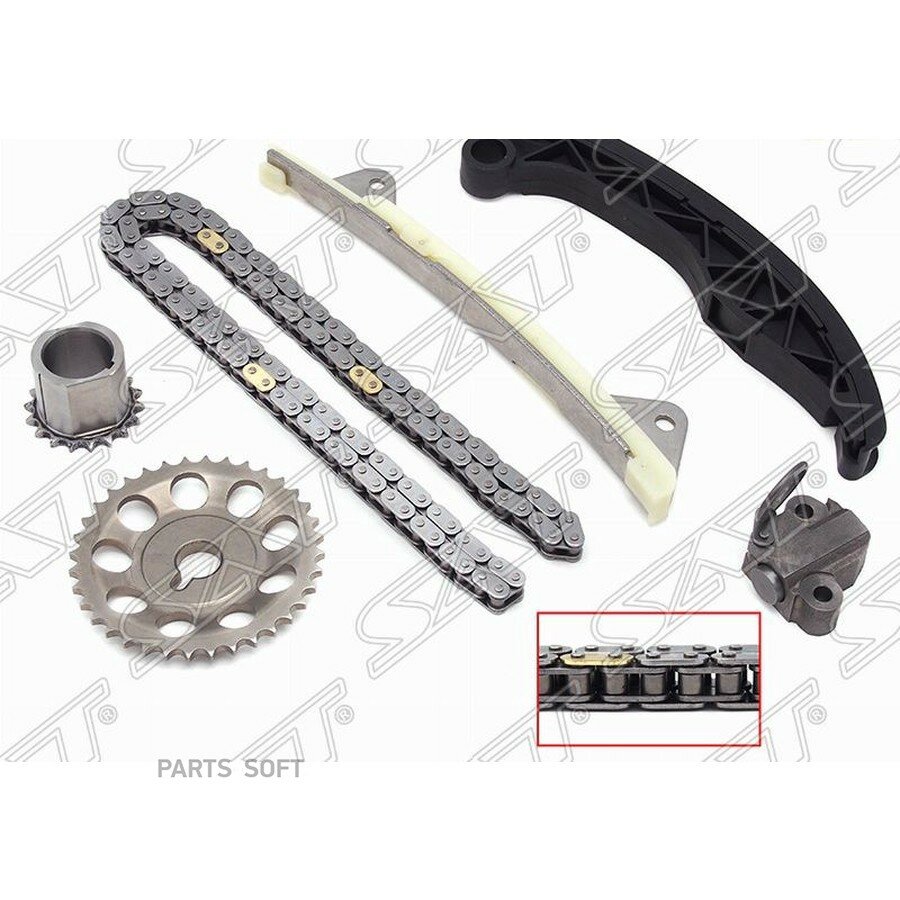 Комплект замены цепи ГРМ 1KR-FE TOYOTA/DAIHATSU 05- (на 1NZ не подойдет) от официального дистрибьютора, SAT, артикул TKTY187